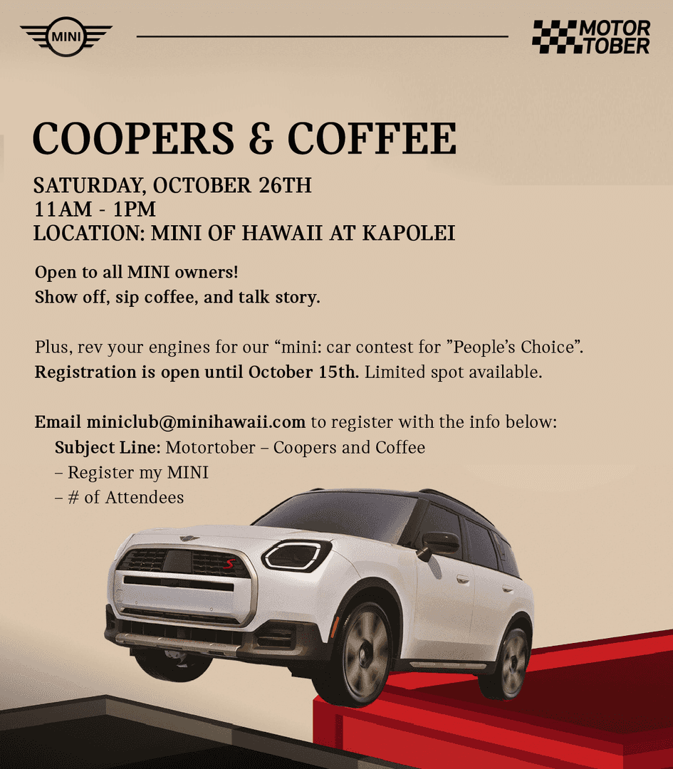 Motortober 2024: Coopers & Coffee | MINI of Hawaii